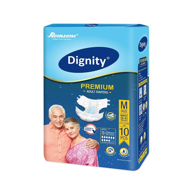 Dignity Premium Adult Diapers, Medium, Waist Size 28" - 45" , 10 Pcs ...