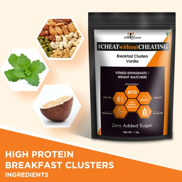 High Protein Breakfast Clusters - Vanilla - 1 kg 1 Packet Serves 25 ...