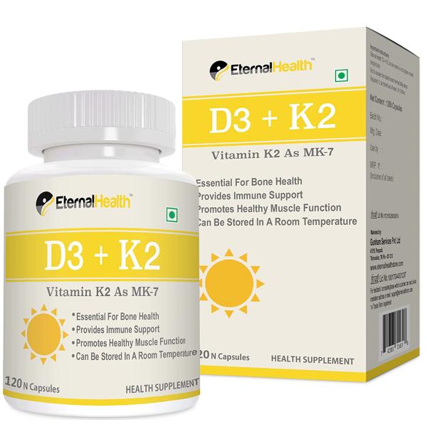 Eternalhealth Vitamin D3 with K2 Capsules - 120 Capsules - JioMart