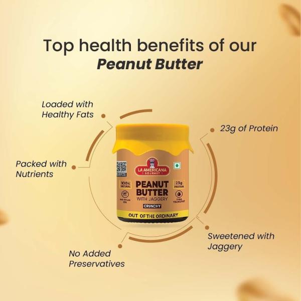 LA Americana Natural High Protein Crunchy Peanut Butter with Jaggery 700g (350g*2) - JioMart
