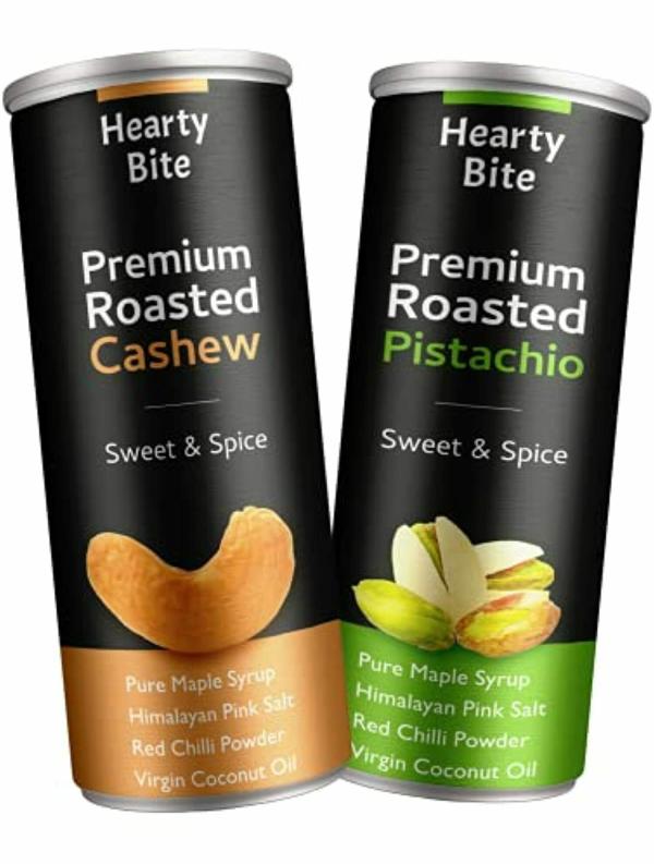Hearty Bite Roasted Cashew Nuts and Pista Dry Fruits Salted Zero Added ...