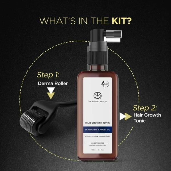 The Man Company Hair Accelerator Duo | Derma Roller + Hair Growth Tonic ...
