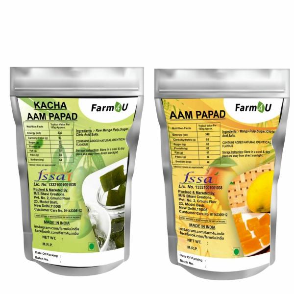 FARM4U (Pack of 2) Kaccha Aam Papad (Green) & Aam papad Khatta Meetha ...