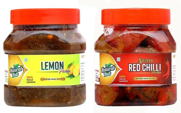 Natural Hub Homemade Mother Recipe Red Chilli & Lemon Pickel Combo 500 ...