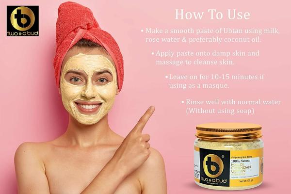 Two & A Bud 100% Natural Haldi Chandan Ubtan Powder | For Glowing Face ...