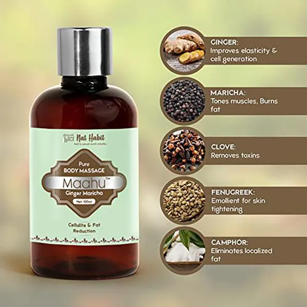 Nat Habit Pure Ginger Maricha Maahu Ayurvedic Body Massage Oil| Helps ...