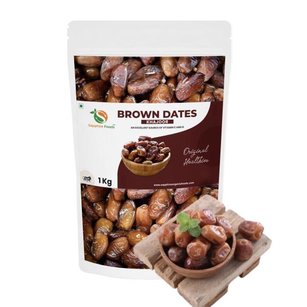 Organic Sapphire Foods Premium Dried Zahidi Brown Dates 1kg., Khajur ...