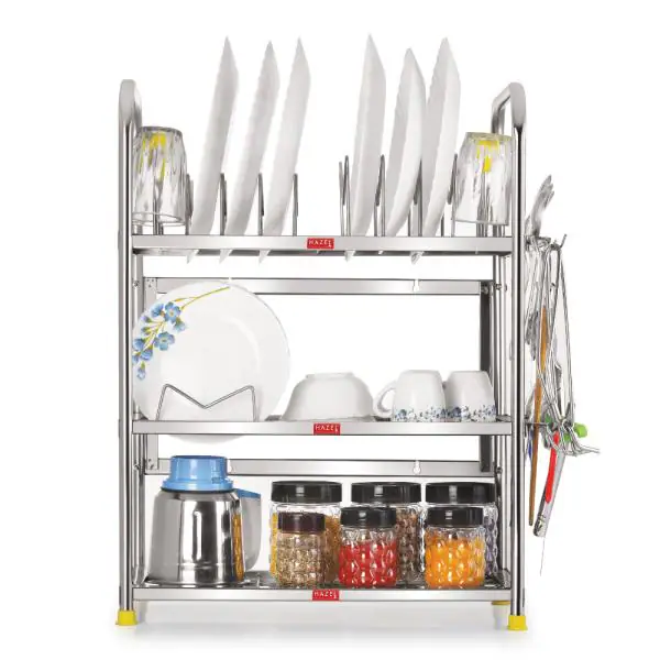 HAZEL Stainless Steel Kitchen Rack Utensils Dish Organizer Stand with ...