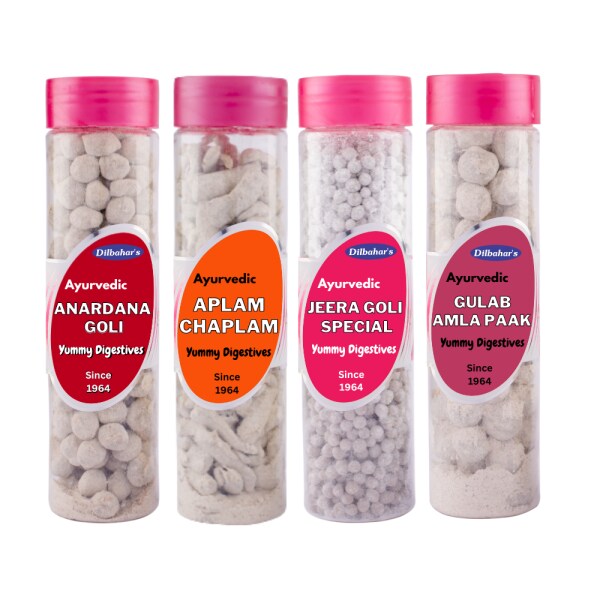 Dilbahars Yummy Digestive Jeera Goli 220gm, Anardana Goli 210gm, Aplam ...