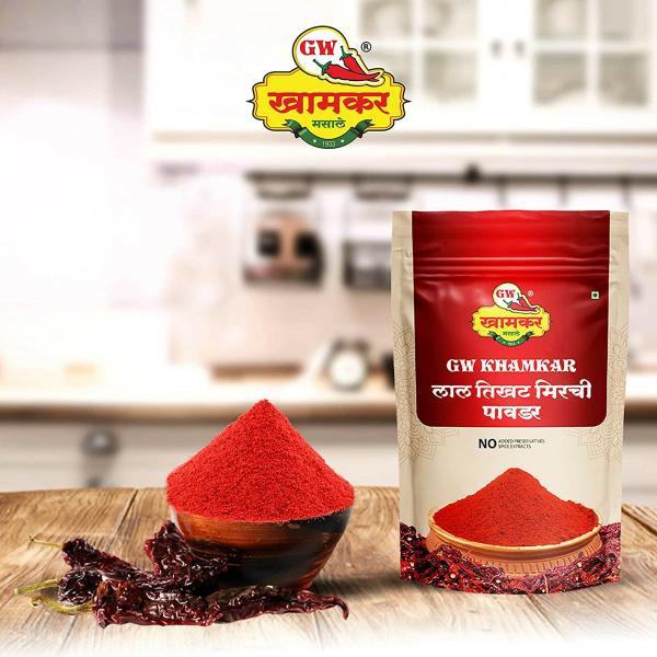 GW Khamkar Lal Tikhat Mirchi (Red Chilli) Powder - 370 grams, Pack of 2 ...