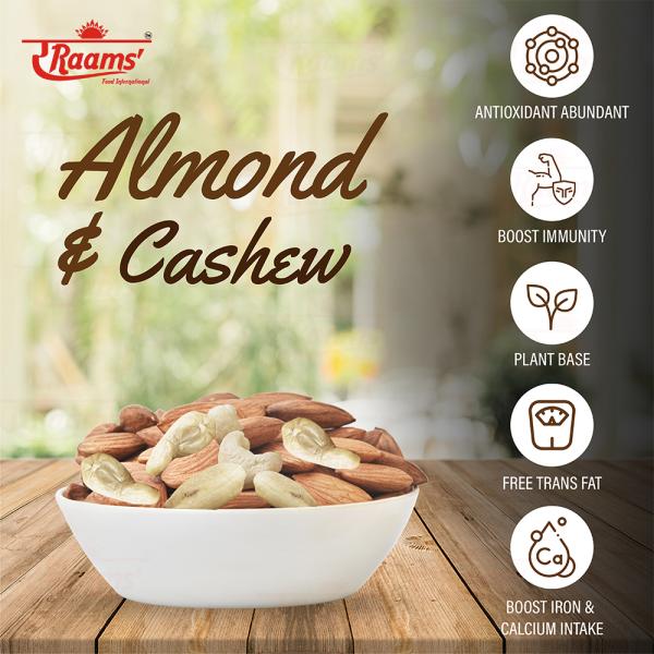 RRAAMS ALMOND AND CASHEW 250GM|HEALTHY SNACK|GLUTEN FREE|BADAM AND KAJU ...