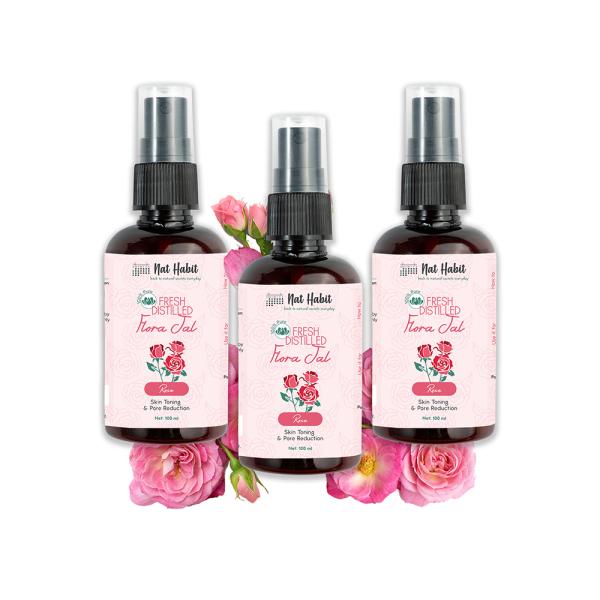 Nat Habit Pure Gulab Flora Jal 100ml, (Pack of 3) - JioMart