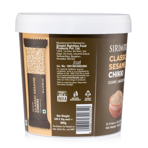 SIRIMIRI Classic Sesame Chikki - Made With Pure Jaggery 800G (32N x 25G ...