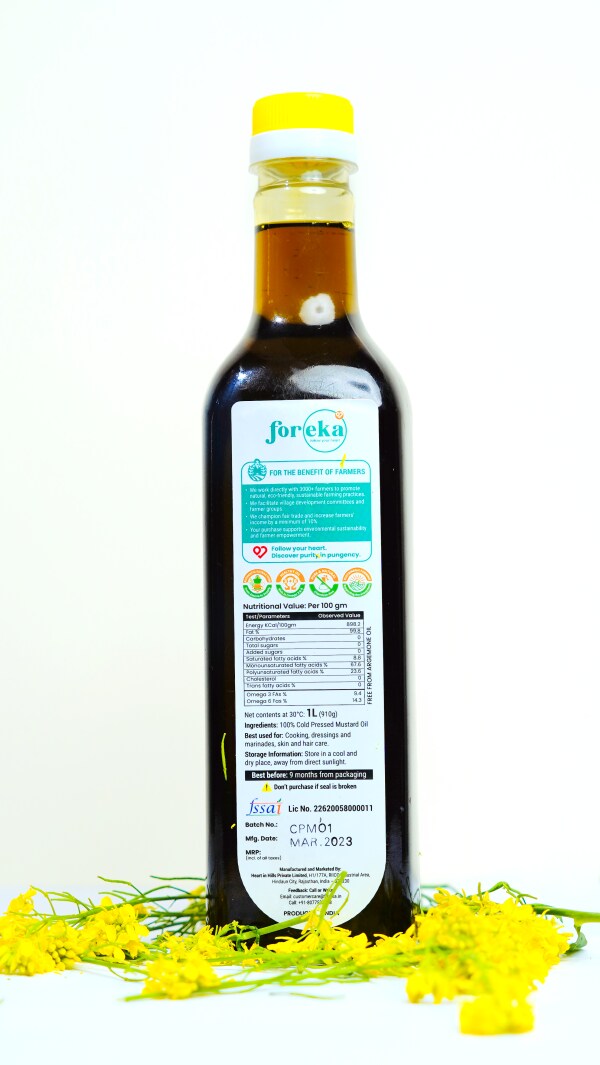 MUSTARD OIL 1L COLD PRESSED/WOOD PRESSED /KACHI GHANI , 100% NATURAL ...