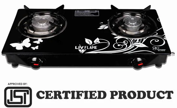 LivFlame Popular 2 Burner Design Toughened Glass Manual Gas stove - JioMart
