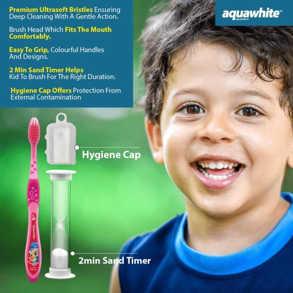 Aquawhite Shimmer & Shine Watchha Toothbrush With 2 Minute Sand Timer ...