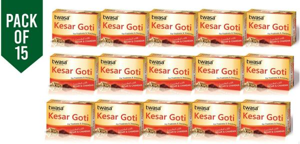 Twasa Kesar Goti Facial Bar Soap Enriched With Kesar And Chandan for Men and Women 375g (Pack of ...