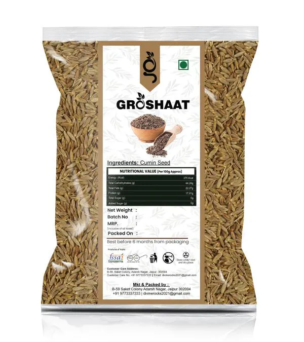 Groshaat Premium Quality Jeera -1Kg (Pack Of 1) Cumin Seed (1000 g ...