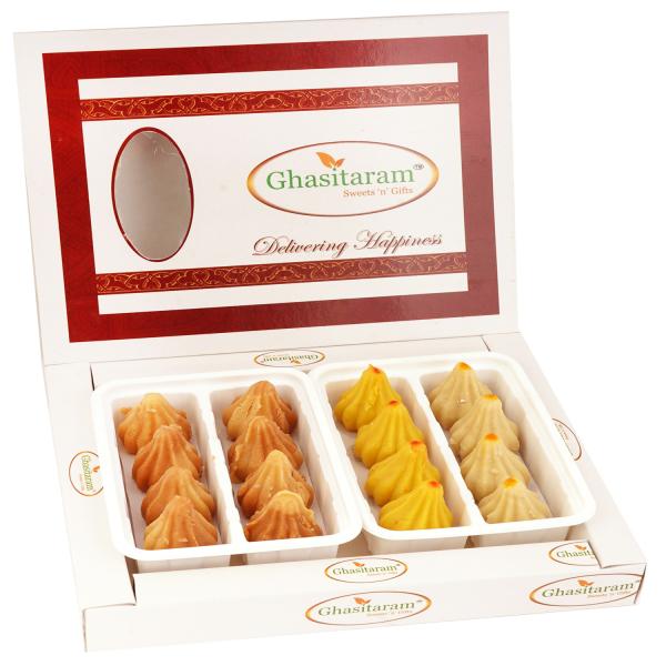 Jaiccha Ghasitaram Sweets-White Box of Mawa and Mysore Pak Modaks - JioMart