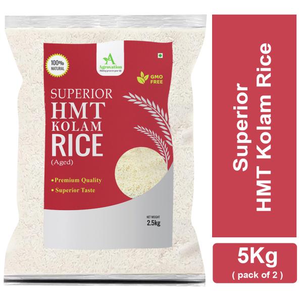 AGROVATION Premium HMT Kolam Rice - 5 Kg| Aged Rice (More than 16 ...