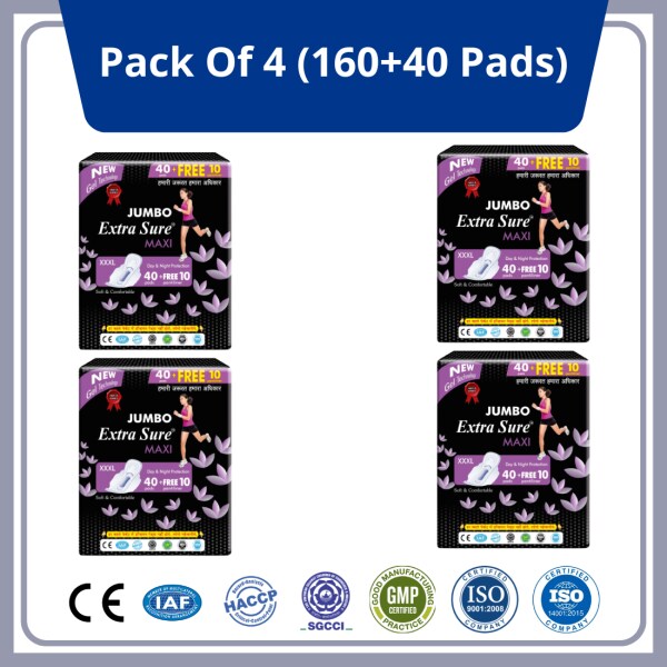 JUMBO EXTRA SURE MAXI CARE 320MM (XXXL) SANITARY NAPKINS 4 PACK OF 160 ...