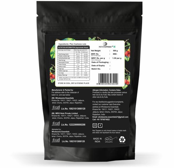 Nut Toppers Cashew Nuts(W320), 1kg (500g x2) - JioMart