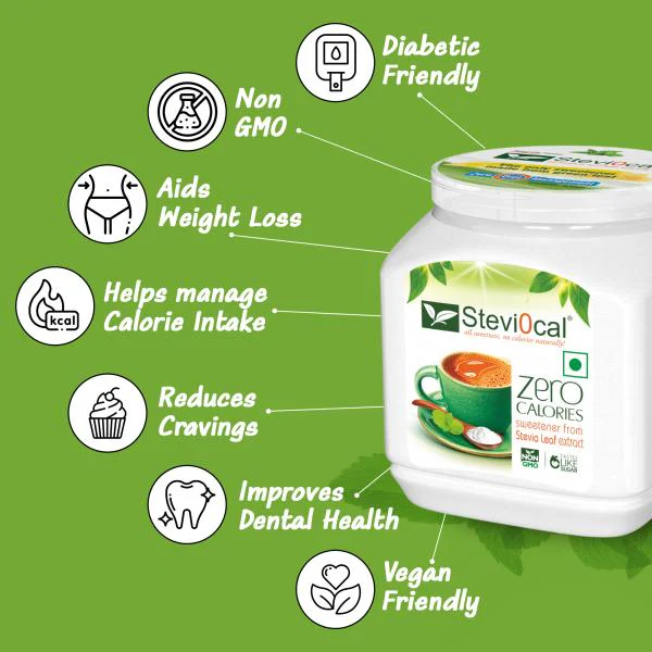 Steviocal Sugar Free Zero Calorie Organic Sweetener Jar for Diet and ...