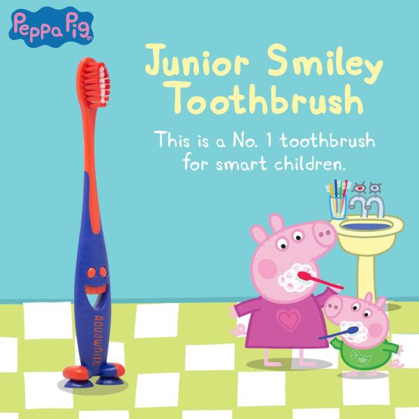 Aquawhite Junior Peppa Pig Smiley Kids Toothbrush, Soft Bristles (Pack ...