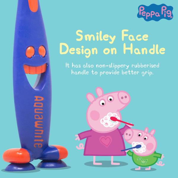 Aquawhite Junior Peppa Pig Smiley Kids Toothbrush, Soft Bristles (Pack ...