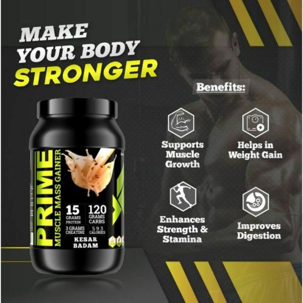 Bigflex Prime Muscle Mass Gainer, 1Kg [ Kesar Badam ] | High Protein ...