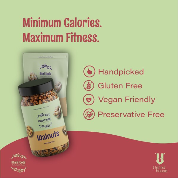 Khari Foods Walnut Kernels 500g, Akhrot Giri Dry Fruits, High Fibre ...