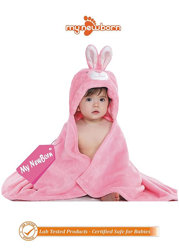 My Newborn Baby Blanket Super Soft Wrapper, Rabbit-Pink - JioMart