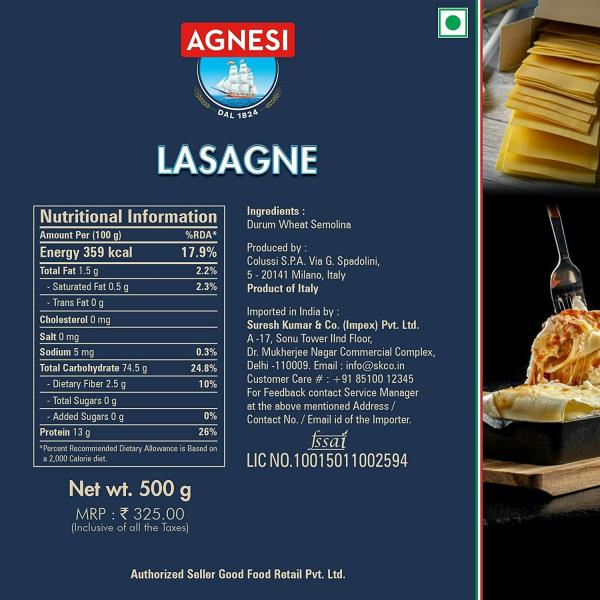 Agnesi Lasagne, 500G, Product of Italy - JioMart