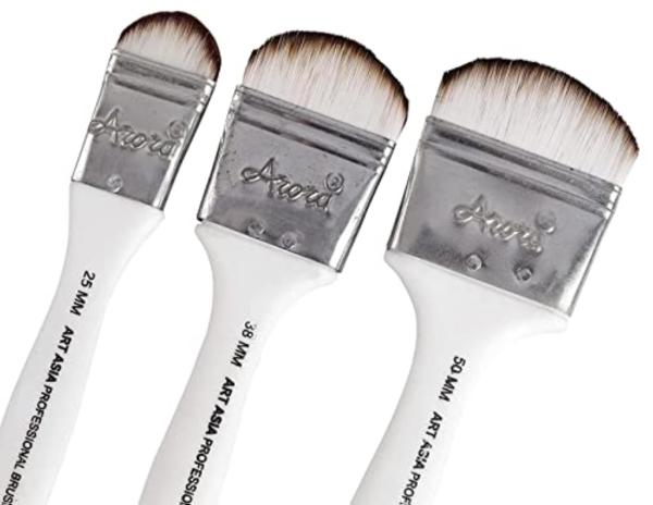 FRKB 3pc Synthetic Filbert Tip Paint Brush Set for Watercolor Painting ...