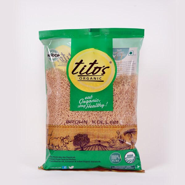 Tito's Organic Brown Kollam Rice | kolam Rice| Naturally Low GI |1 KG ...