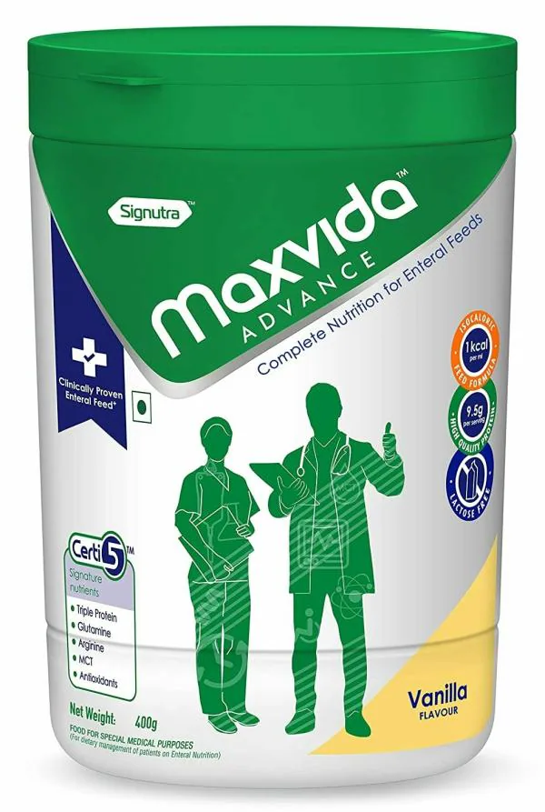 Maxvida Advance Complete Nutrition for enteral Feeds Jar -400g (Vanilla ...