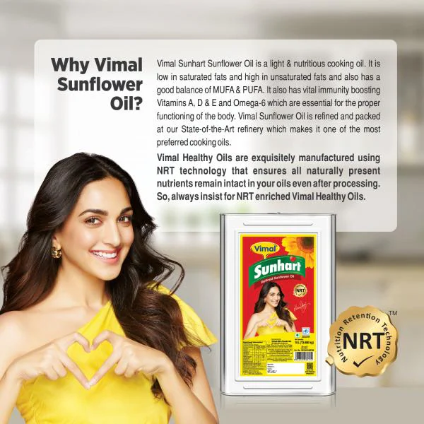 Vimal Sunhart Refined Sunflower Oil 15 Ltr Tin - JioMart