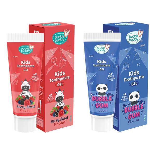 Buddsbuddy Combo of 2 100% Fluoride Free Kids Toothpaste Gel for Cavity ...