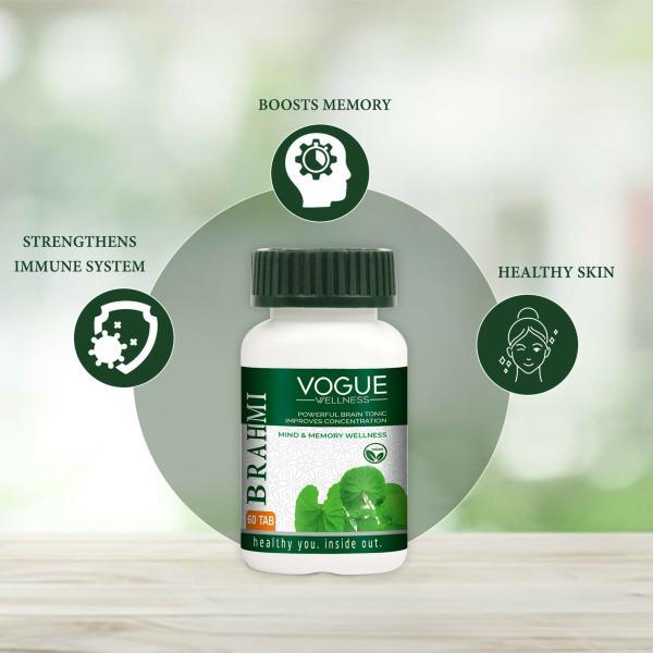 Vogue Wellness Brahmi Tablets Powerful Brain Tonic For Mind And Memory ...