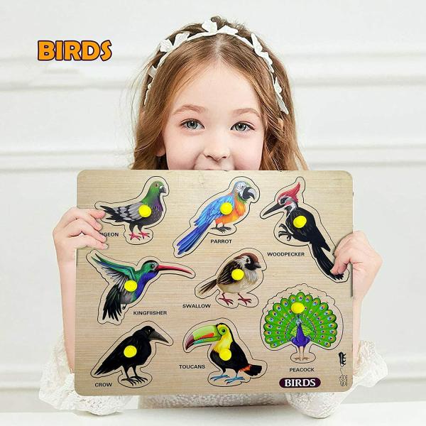 Grest Mini Wooden Birds Puzzle with Knobs, Educational and Learning ...