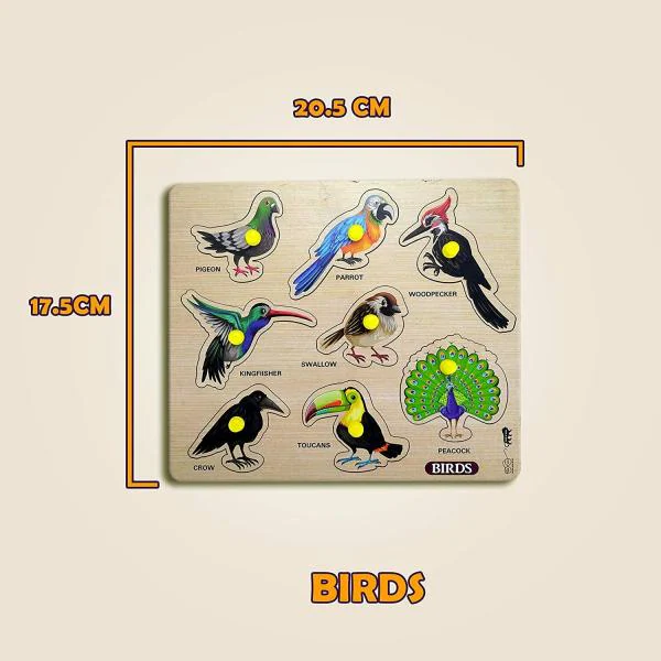 Grest Mini Wooden Birds Puzzle with Knobs, Educational and Learning ...