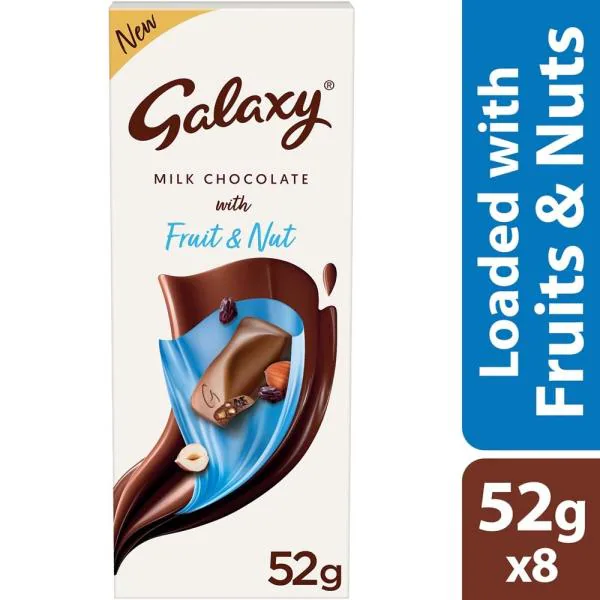 Galaxy Fruit & Nut Chocolate Bar - 52g (Pack of 8) - JioMart