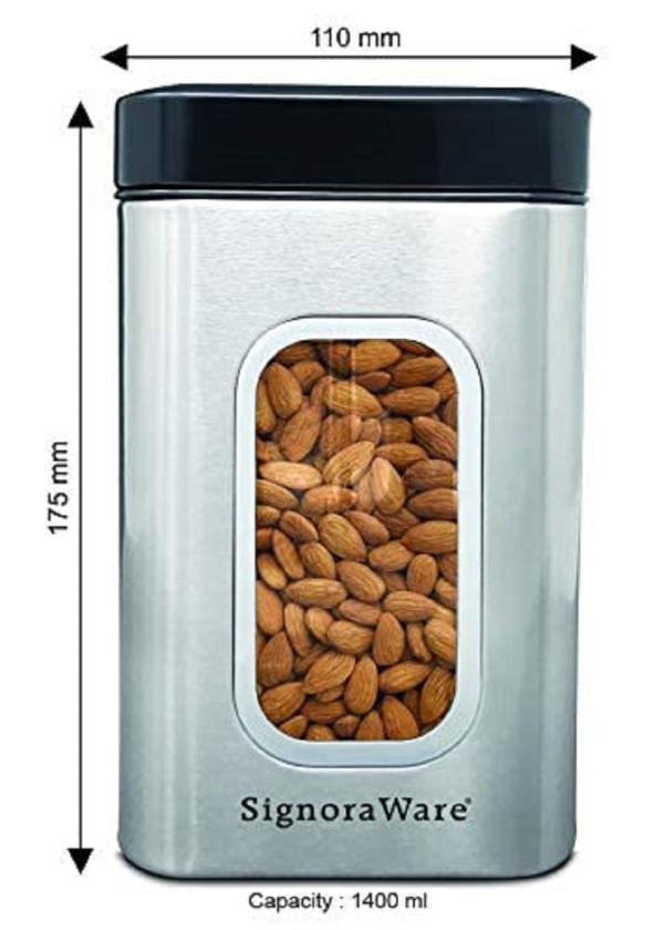 Signoraware Modular Steel Container (Window Square) Matte 1400ml SF2 ...