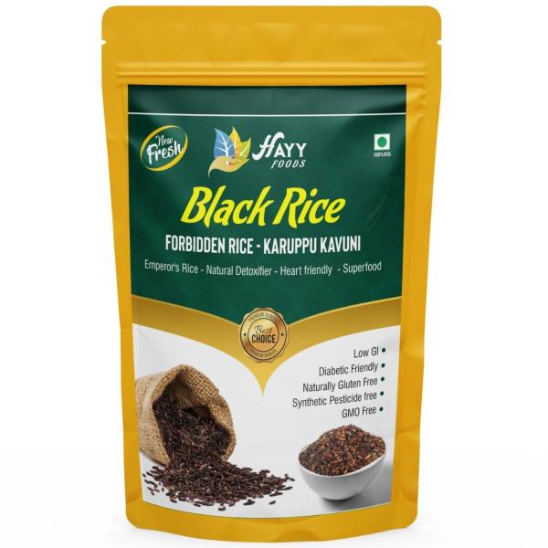 HayyFoods Organic Black Rice - Karuppu Kavuni Rice - High Fiber - Iron ...