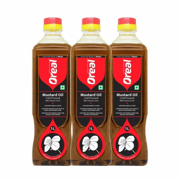 Oreal Premium Kachi Ghani 100% Pure Mustard oil/Sarso Cooking Oil - 3 ...