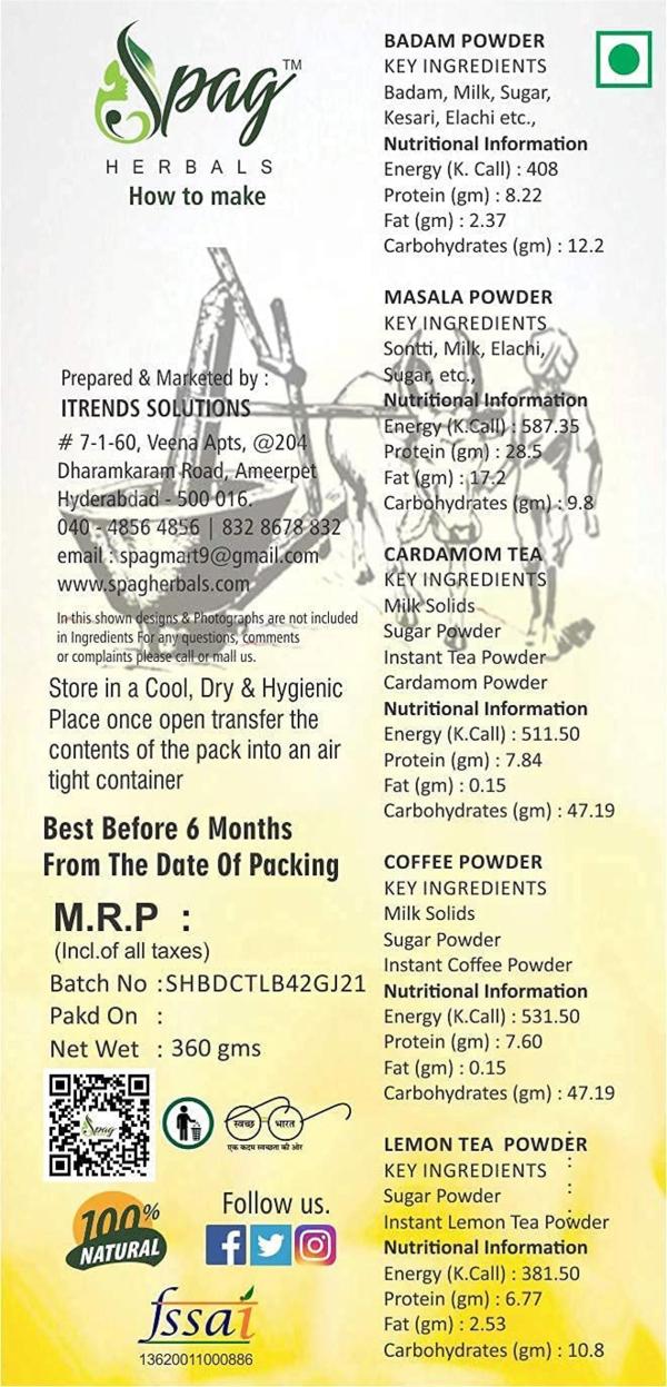 Spag Herbals Instant Badam Drink Mix Mix with Real Bits Milk Powder And ...