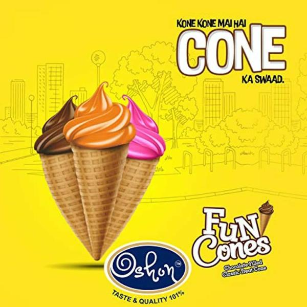Oshon Cream Filled Cone Chocolate And Strawberry 900 G (Pack of 2) - JioMart