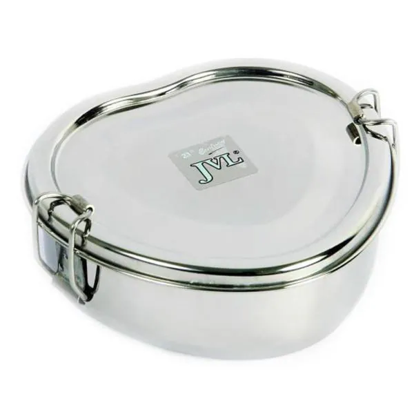 JVL Silver Stainless Steel Small Heart Shape Single Layer Tiffin Box ...