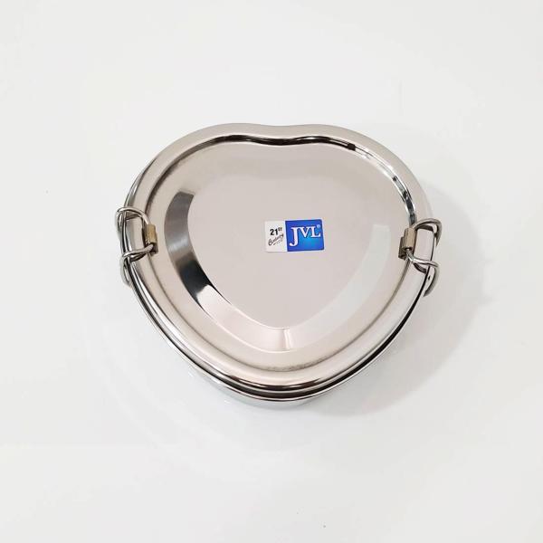 JVL Silver Stainless Steel Small Heart Shape Single Layer Tiffin Box ...