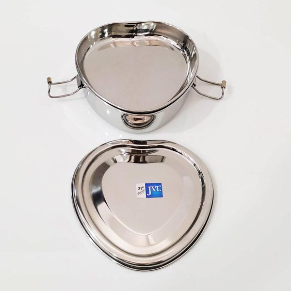 JVL Silver Stainless Steel Small Heart Shape Single Layer Tiffin Box ...